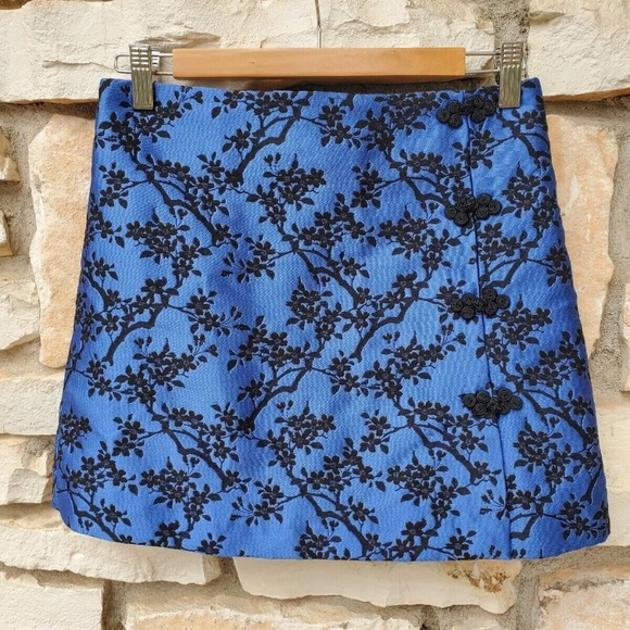 Zara | Skirts | Zara Navy Blue Black Brocade Asian Style Miniskirt Size ...